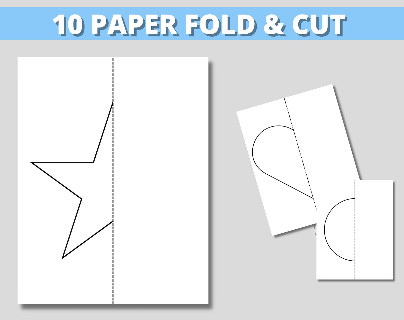 Paper Fold and Cut Patterns, Scissors Cutting Practice Worksheets for ...