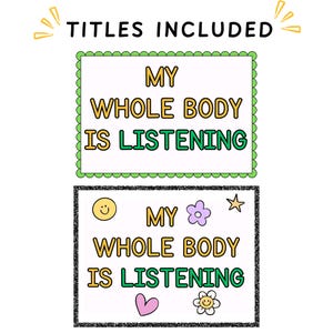Classroom Circle Time Rules Visuals and Rules | Whole Body Listening ...