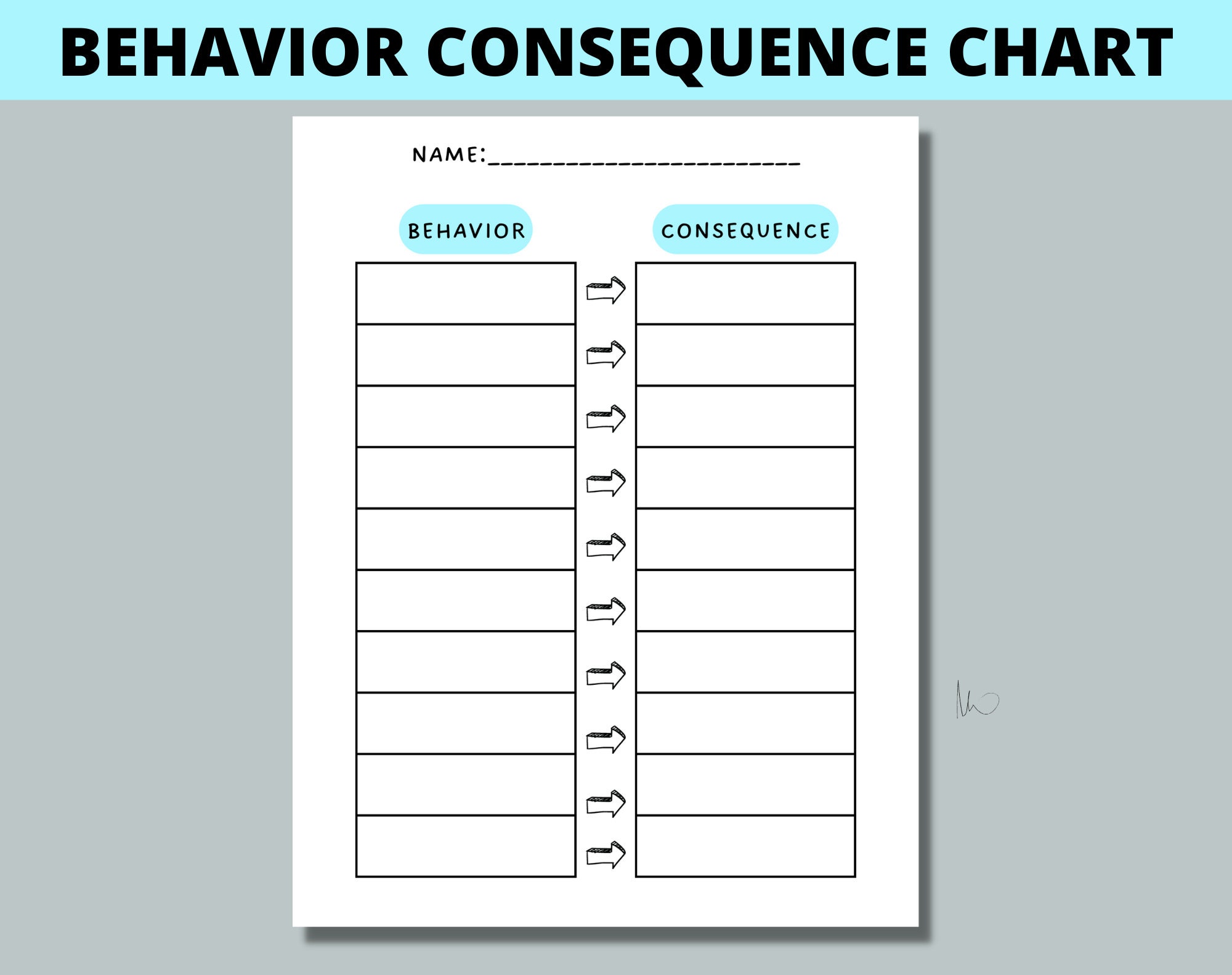 Behavior Consequence Chart for Kids, Teens, Kindergarten, Toddlers ...