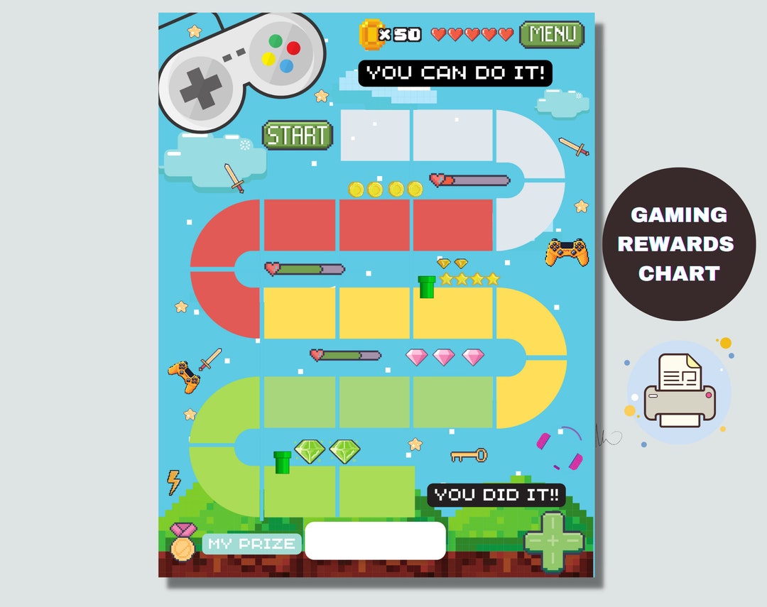 Video Game Reward Chart for Kids Boys, Gamer Behavior Chart for Kids ...