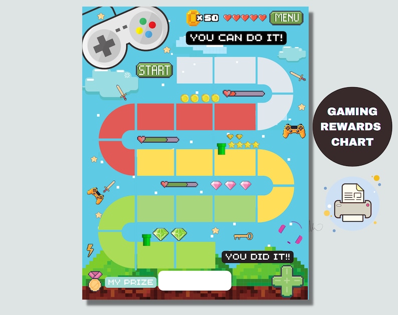 Video Game Reward Chart for Kids Boys, Gamer Behavior Chart for Kids ...