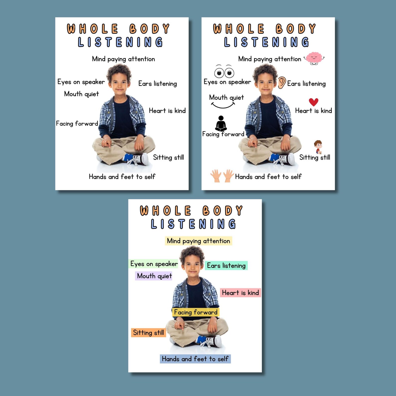 5 Whole Body Listening Posters | Calm Body Circle Time Visuals ...