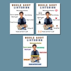 5 Whole Body Listening Posters | Calm Body Circle Time Visuals ...