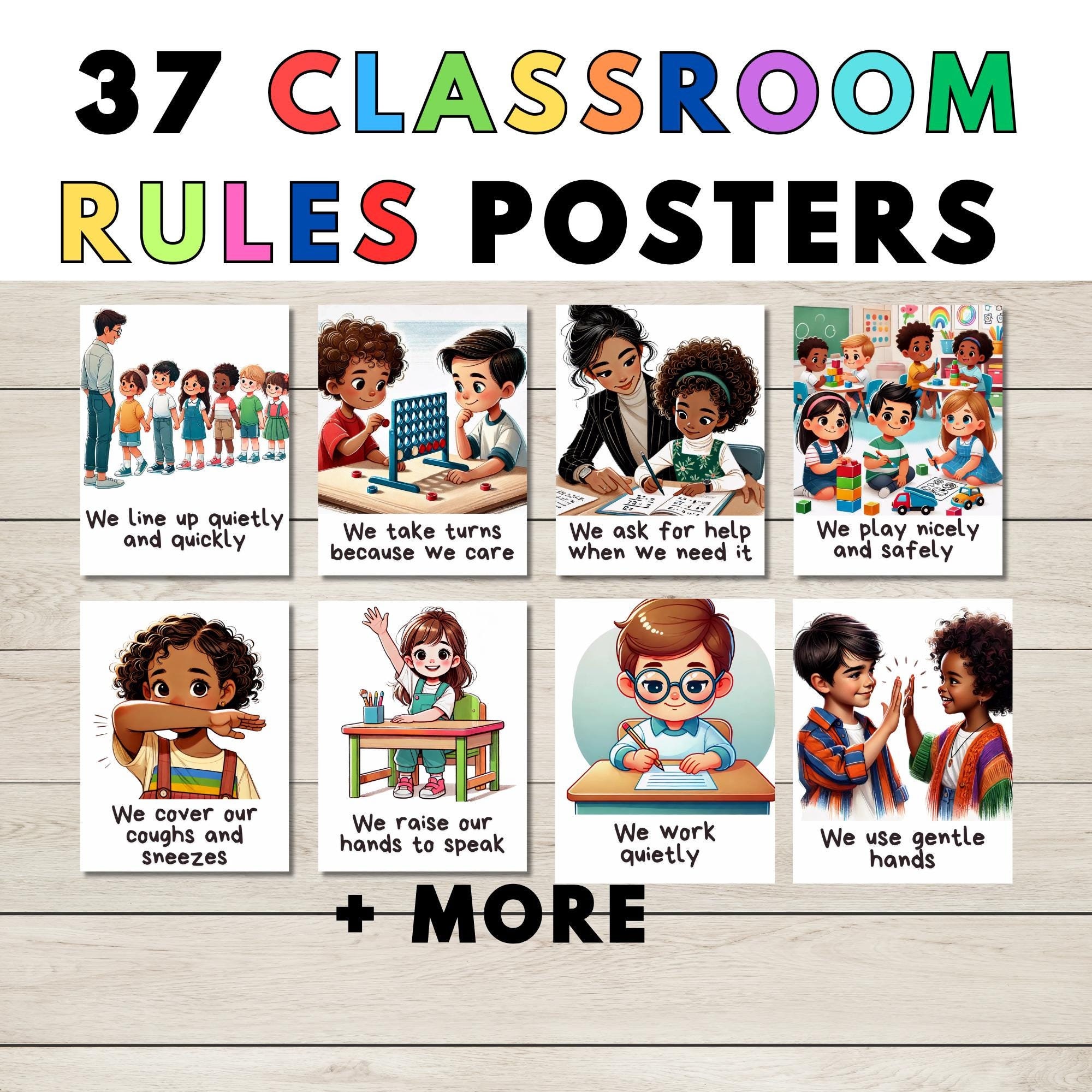 37 Printable Classroom Rules Posters for Daycare, Preschool ...