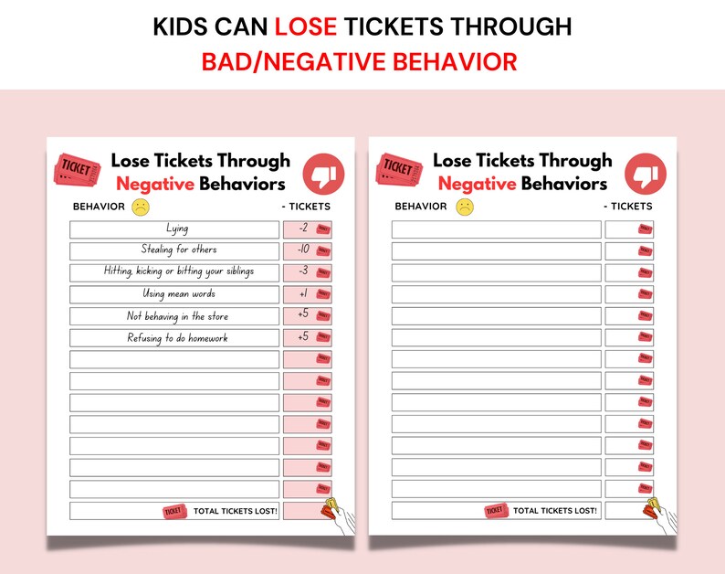Ticket Rewards Chart for Kids, Raffle Ticket Reward System for Home ...
