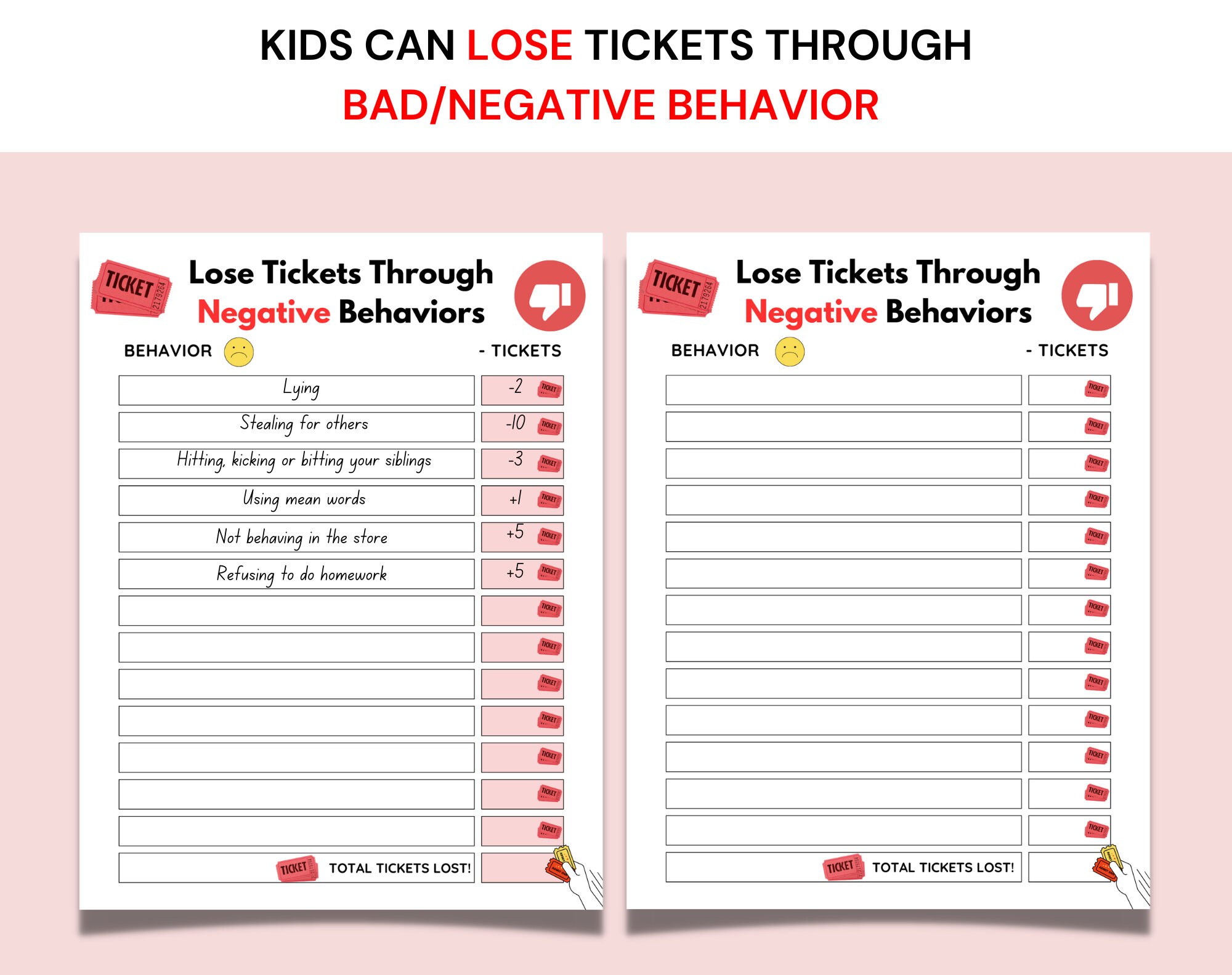 Ticket Rewards Chart for Kids, Raffle Ticket Reward System for Home ...
