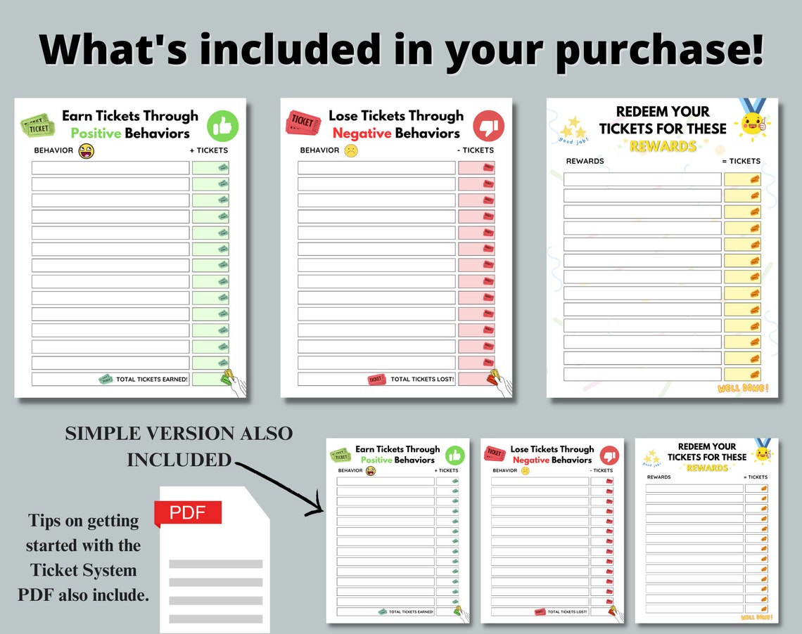 Ticket Rewards Chart for Kids, Raffle Ticket Reward System for Home ...