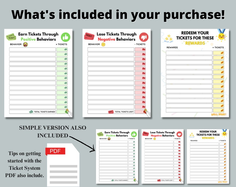 Ticket Rewards Chart for Kids, Raffle Ticket Reward System for Home ...