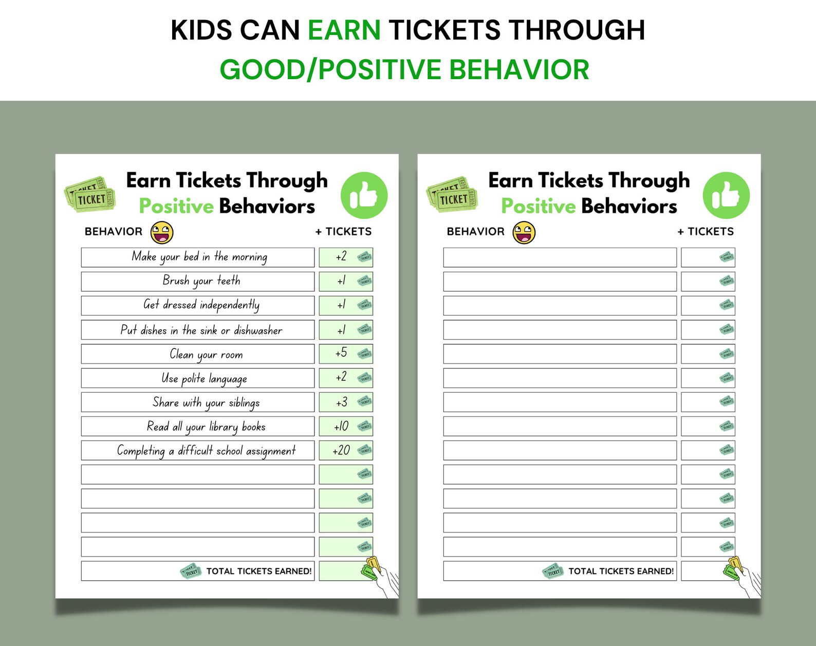 Ticket Rewards Chart for Kids, Raffle Ticket Reward System for Home ...