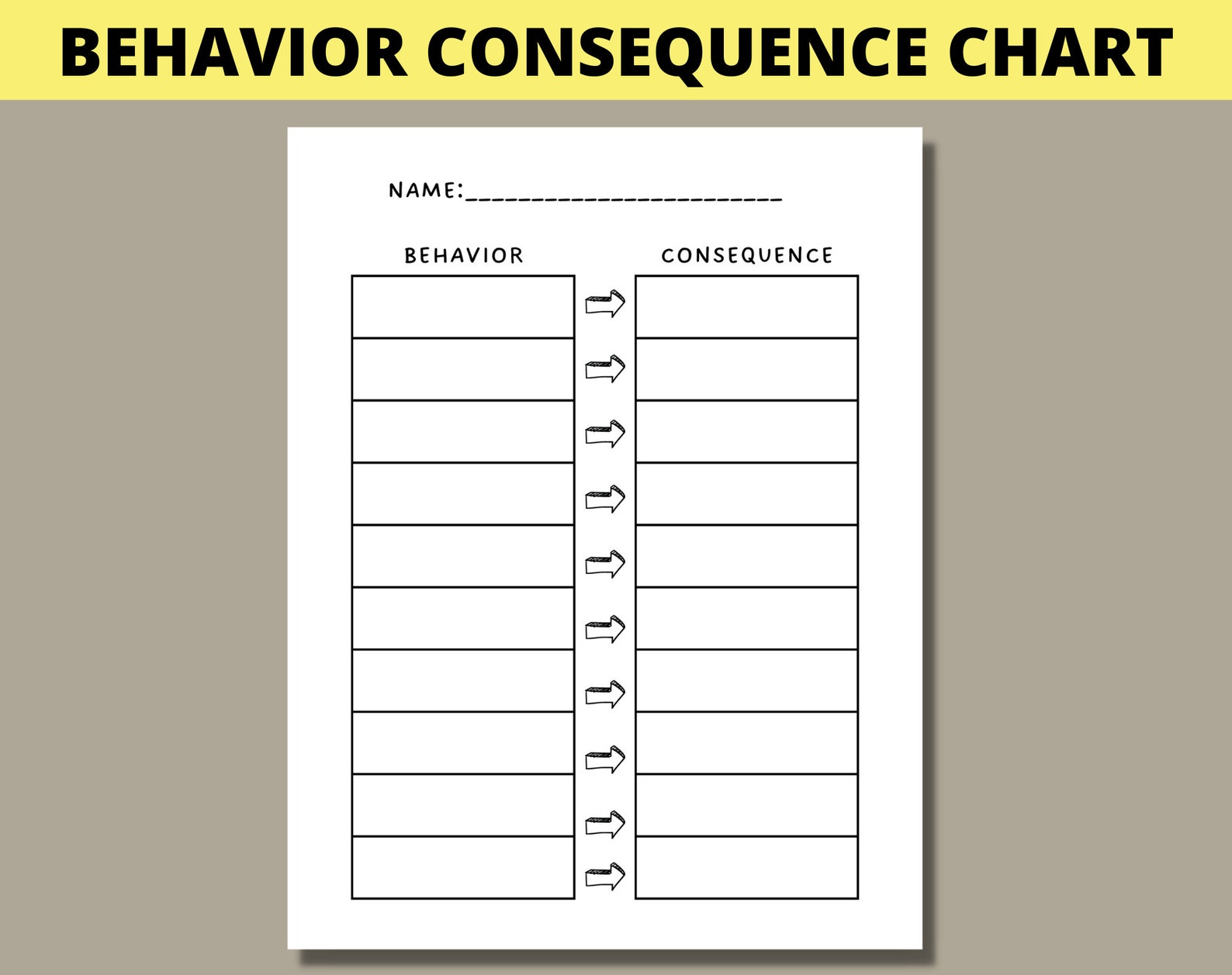 Behavior Consequence Chart for Kids, Teens, Kindergarten, Toddlers ...