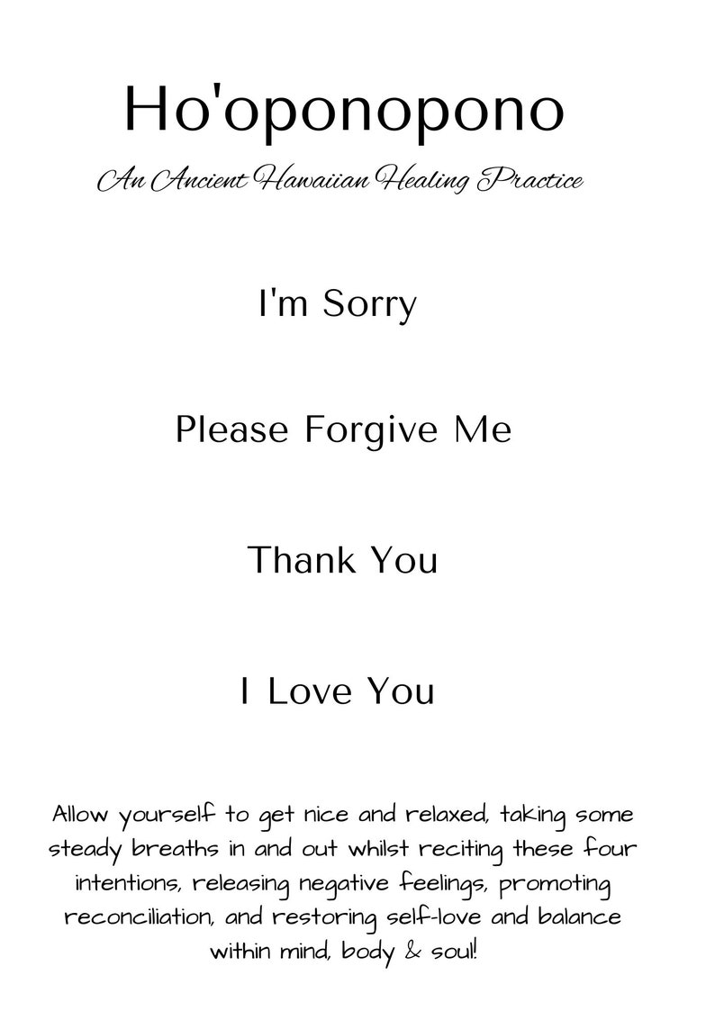 Ho'oponopono Healing Hawaiian Prayer Instant Download - Etsy UK