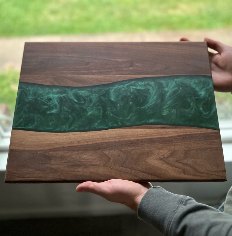 Reversible Epoxy Resin River Serving Tray and Cutting Board - 12" X 16 ...