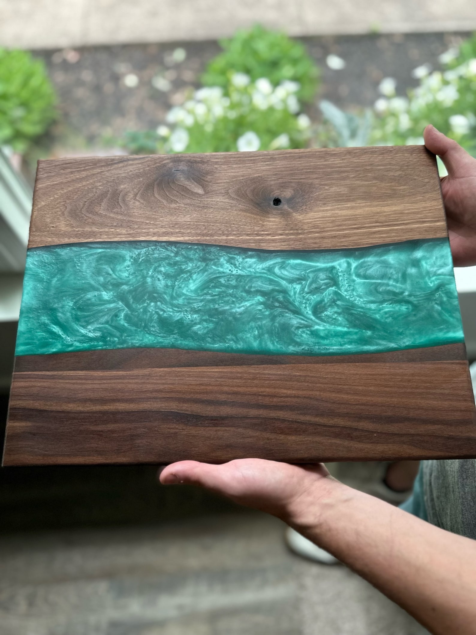 Reversible Epoxy Resin River Serving Tray and Cutting Board - 12" X 16 ...