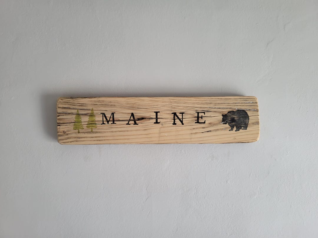 Maine Wood Sign / Reclaimed Barn Wood Rustic New England Decor Handmade ...