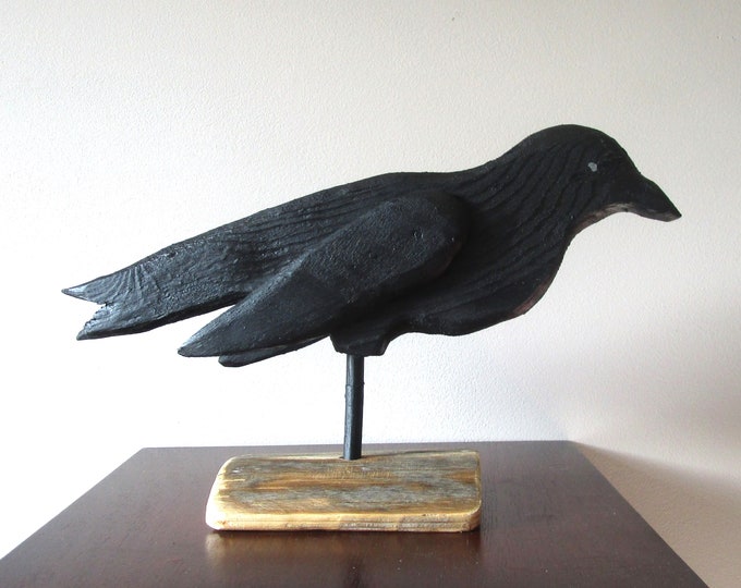 Wooden Black Crow Figure / Reclaimed Barn Wood / Rustic Fall Decor ...