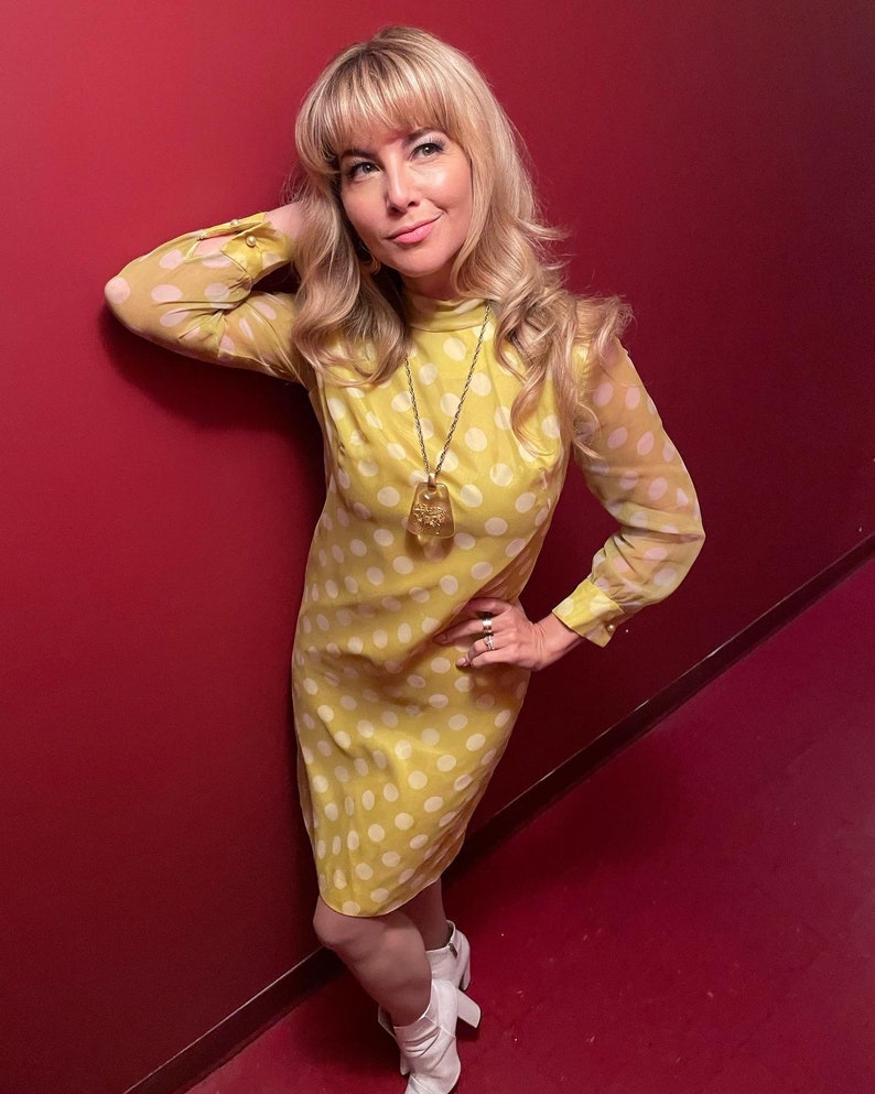 1960s Yellow Polka Dot Shift Dress - Etsy