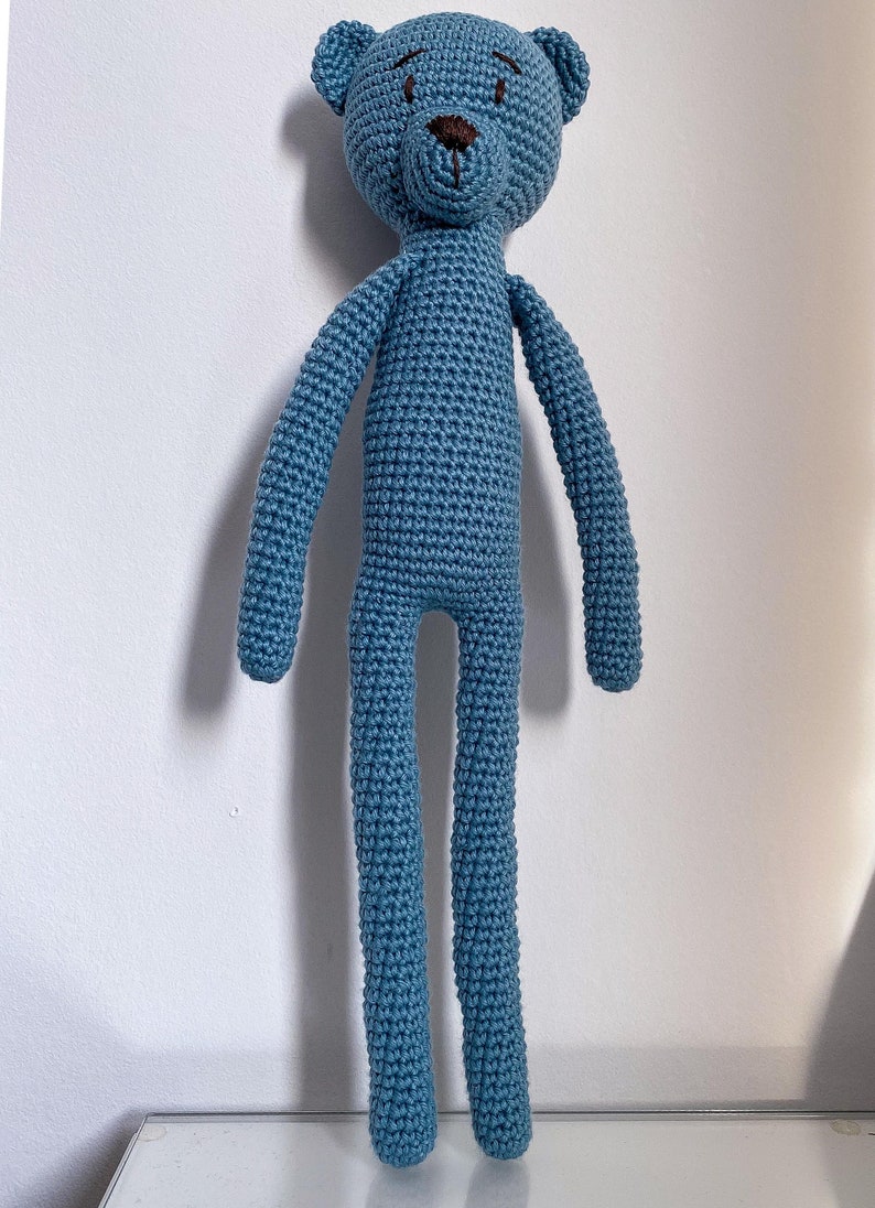 Amigurumi stuffed bear toy long legged blue bear handmade | Etsy
