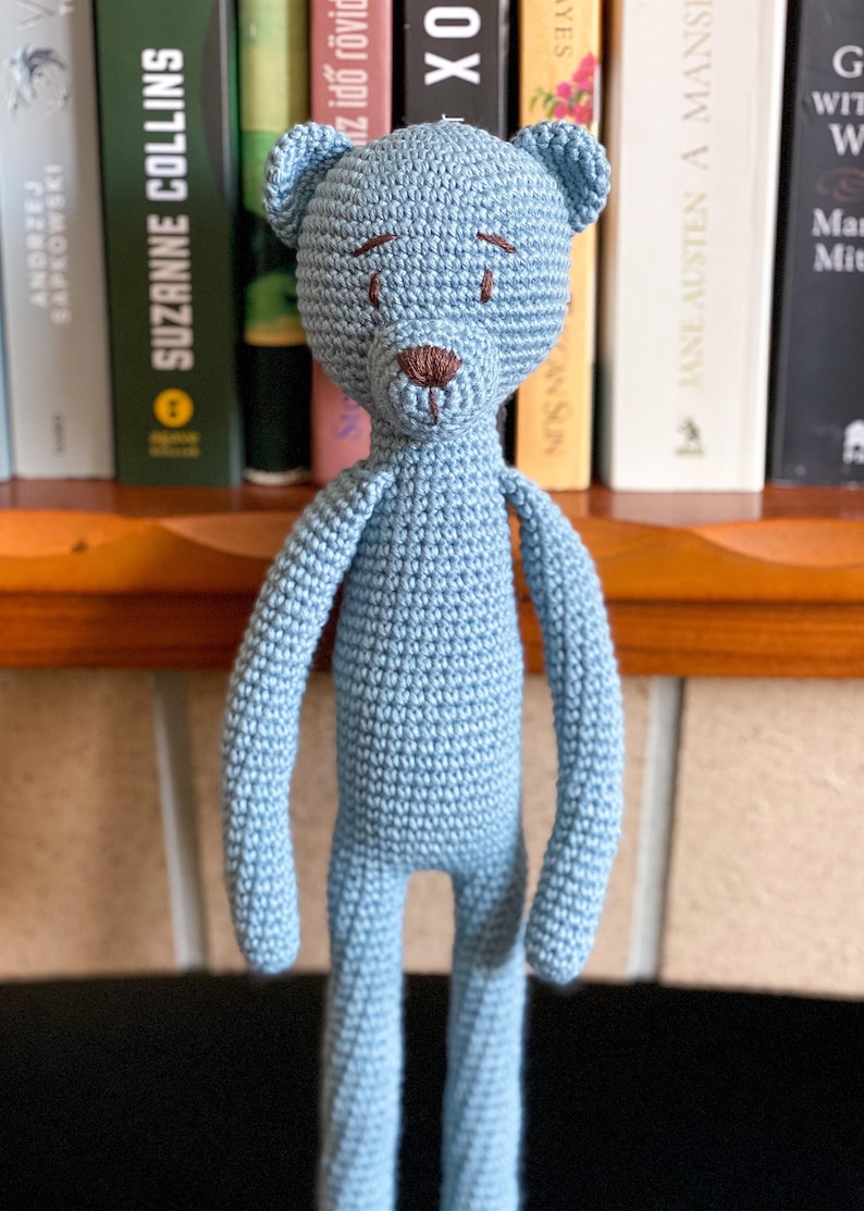 Amigurumi Stuffed Bear Toy, Long Legged Blue Bear, Handmade Child Toy ...