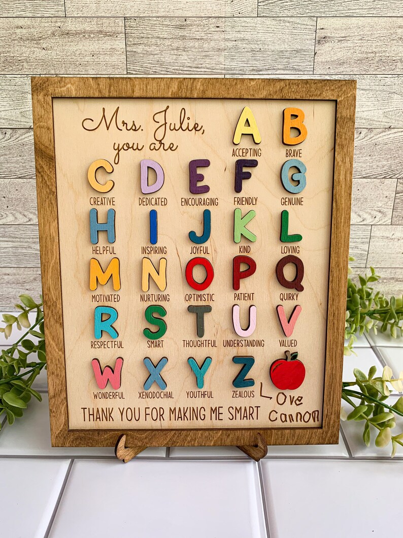 Personalized Alphabet Teacher Sign ABC Teacher Gift - Etsy