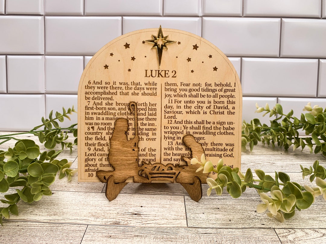 Engraved Luke 2 Nativity Display: Wooden Christian Christmas Decor - Etsy