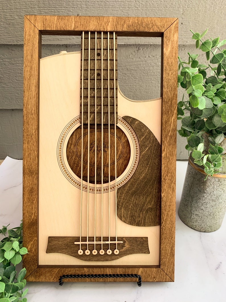 Laser Cut Wooden Acoustic Guitar Art: Personalized Music Decor - Etsy