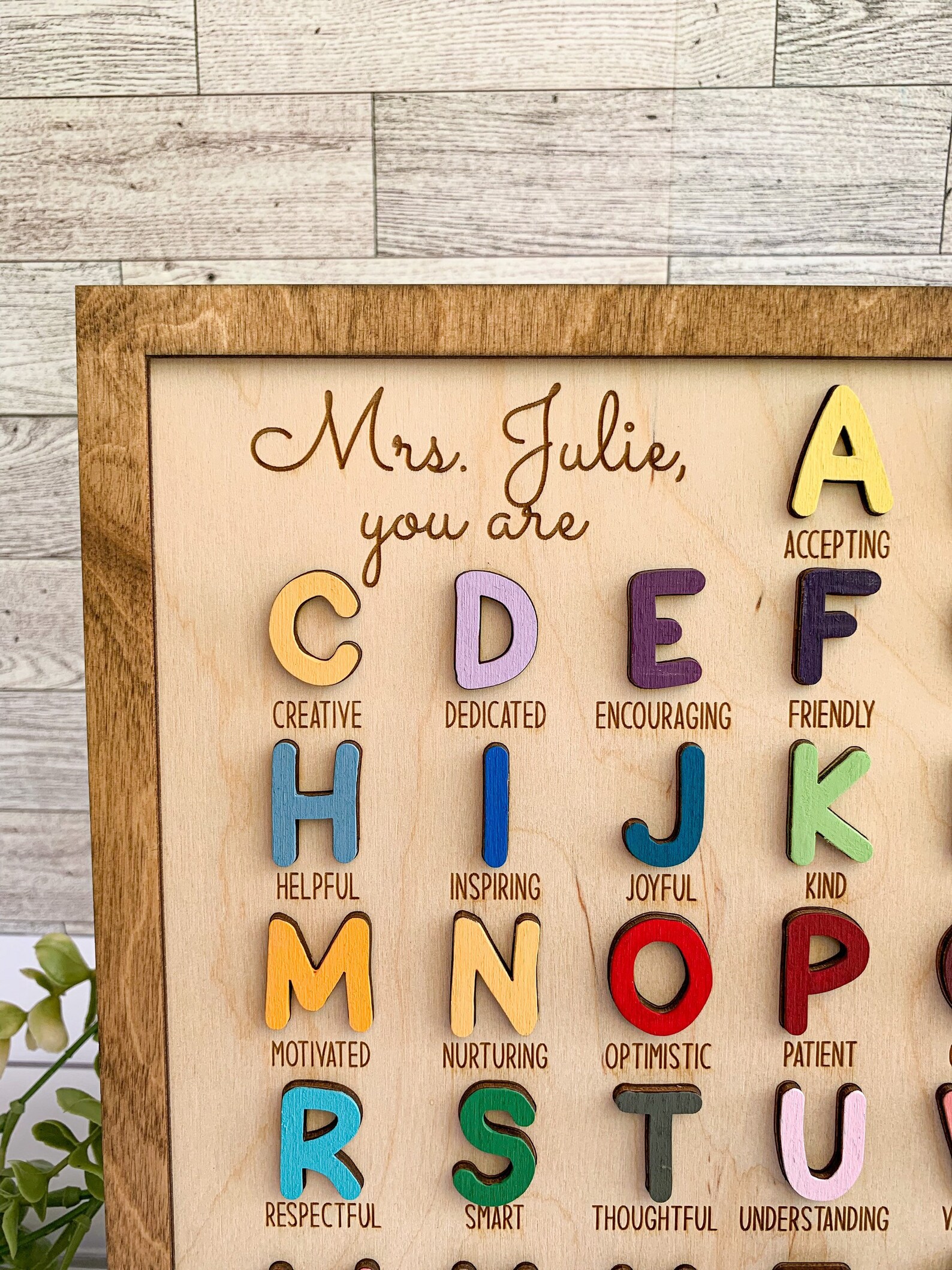 Personalized Alphabet Teacher Sign, ABC Teacher Appreciation Gift - Etsy