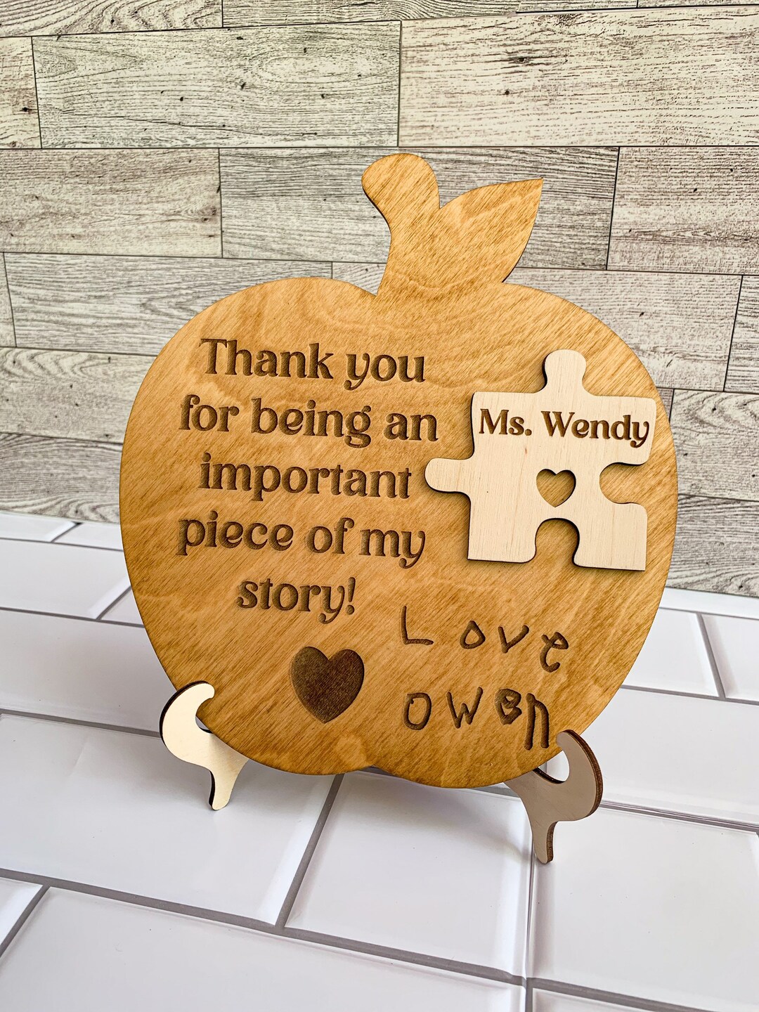 Personalized Engraved Apple Teacher Gift, Engraved Teacher Sign ...