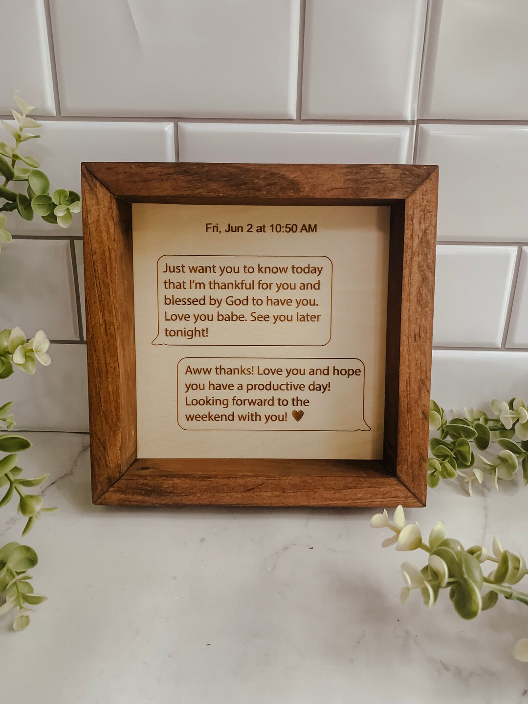 Engraved Text Message Sign: Framed Text Message Keepsake - Etsy