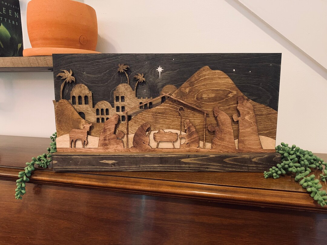 Wooden Laser-cut Nativity, Layered Nativity, Wood Nativity, Christmas ...