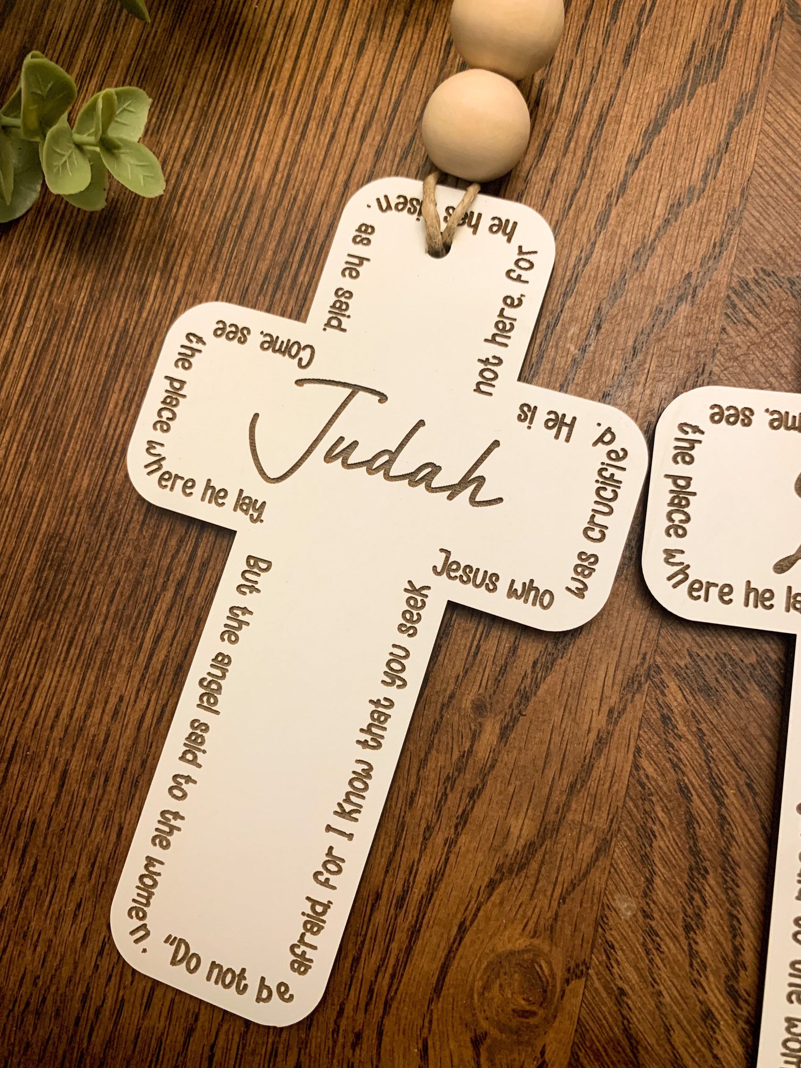Personalized Christian Easter Cross Tag: Matthew 28, Engraved Cross ...