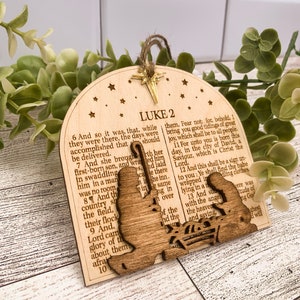 Christmas Story Scripture Ornament, Luke 2 Scripture, Christian ...