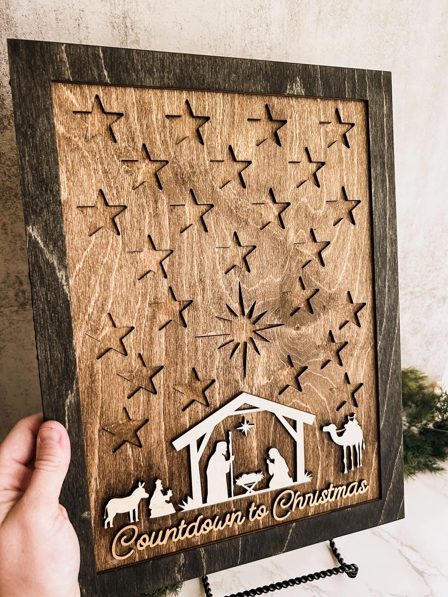 Laser Cut Nativity Advent Calendar With Removable Engraved Stars ...