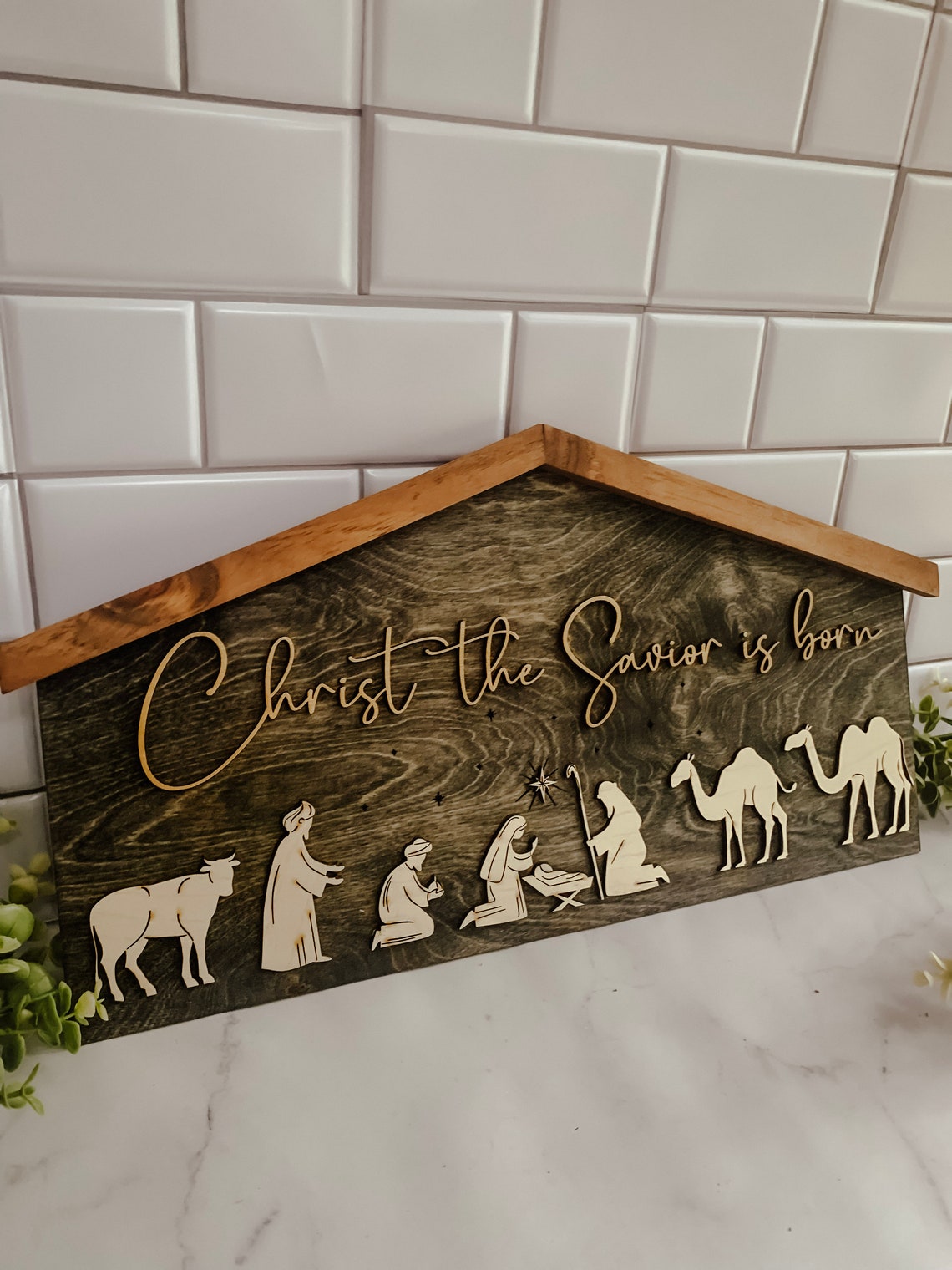 Rustic Wooden Nativity Scene: Christ the Savior is Born, Christmas Hymn ...