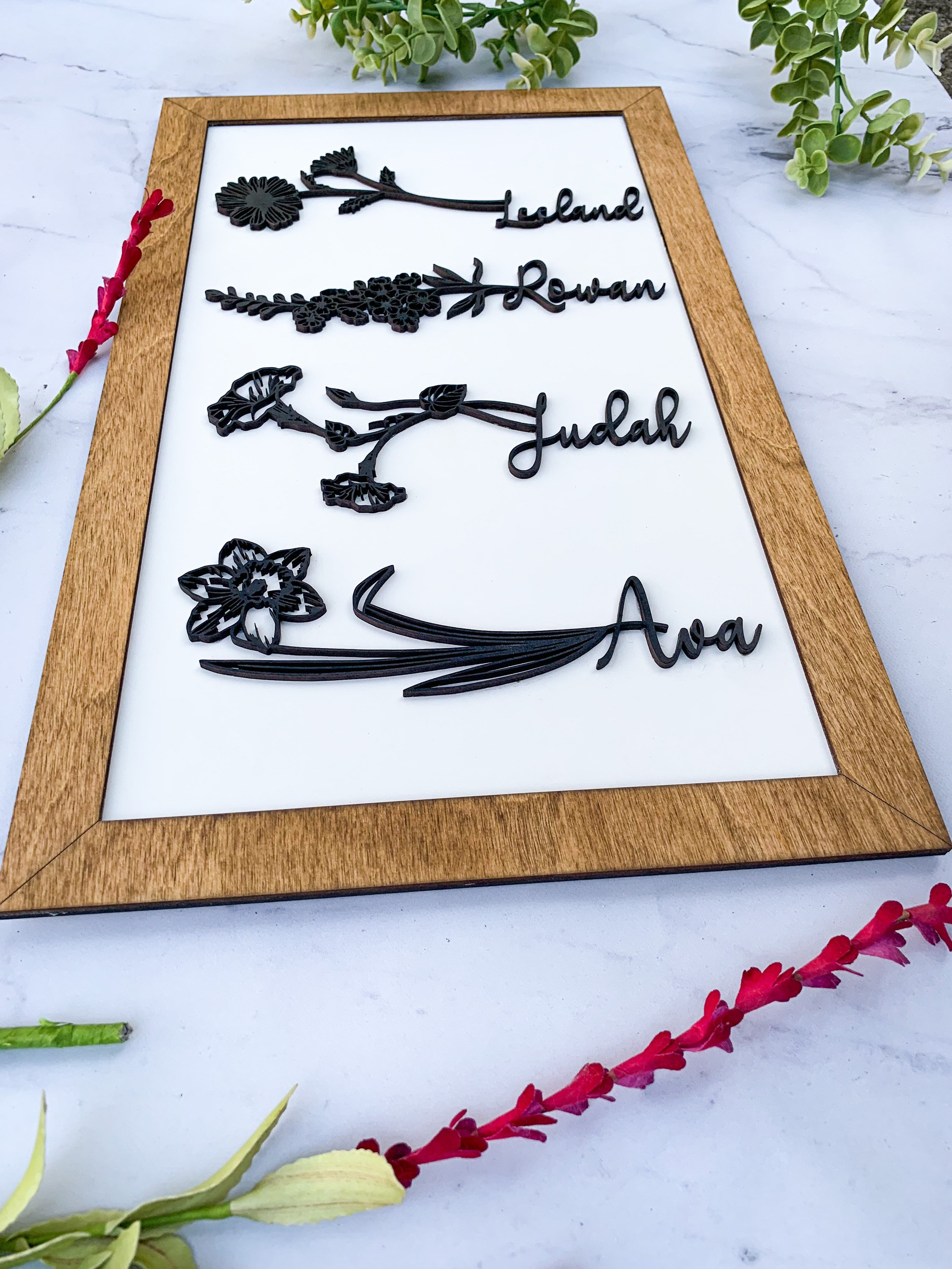 Custom 3D Birth Flowers Sign With Names: Personalized Family Gift for ...