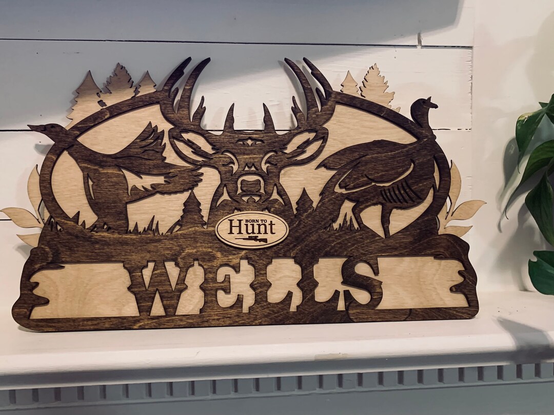 Wooden Personalized Name Hunting Decor Sign - Hunter Gift - Wooden Name ...