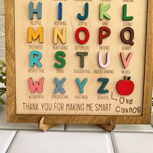 Personalized Alphabet Teacher Sign, ABC Teacher Appreciation Gift - Etsy
