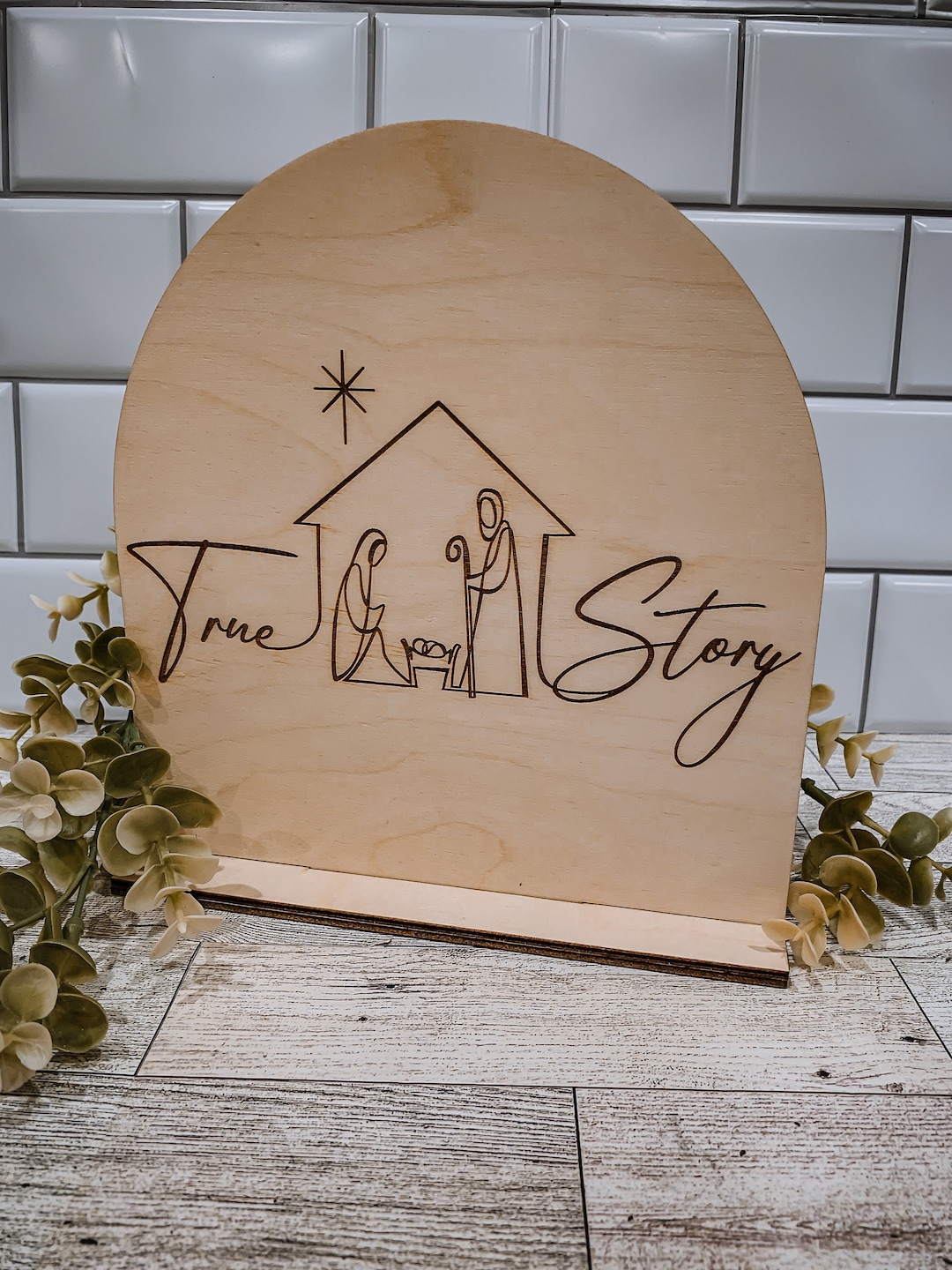 True Story Line Art Nativity Display, Wooden Nativity Display ...