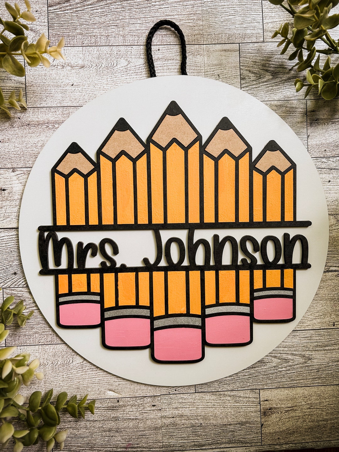 Personalized Teacher Door Sign, School Themed Door Hanger, Custom ...