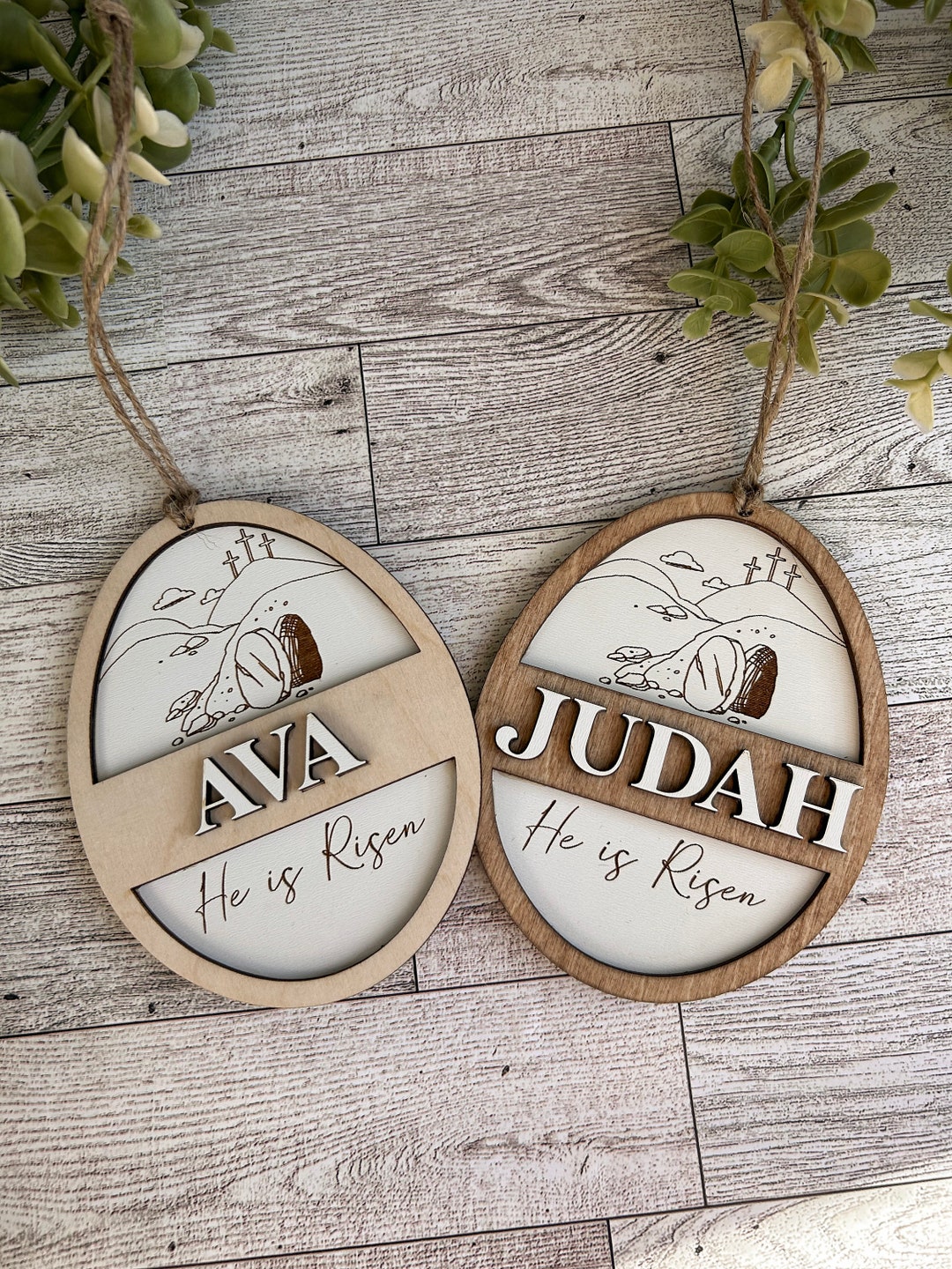 Wooden Empty Tomb Easter Basket Tag, He is Risen Easter Tag, Child's ...