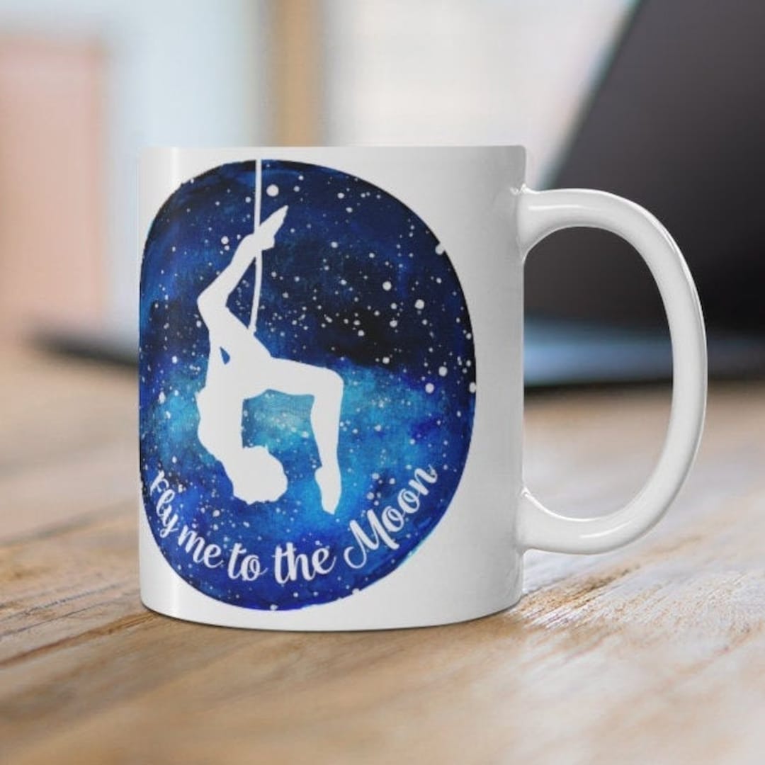 Fly Me to the Moon Aerial Hoop Silhouette Ceramic Mug Gift - Etsy