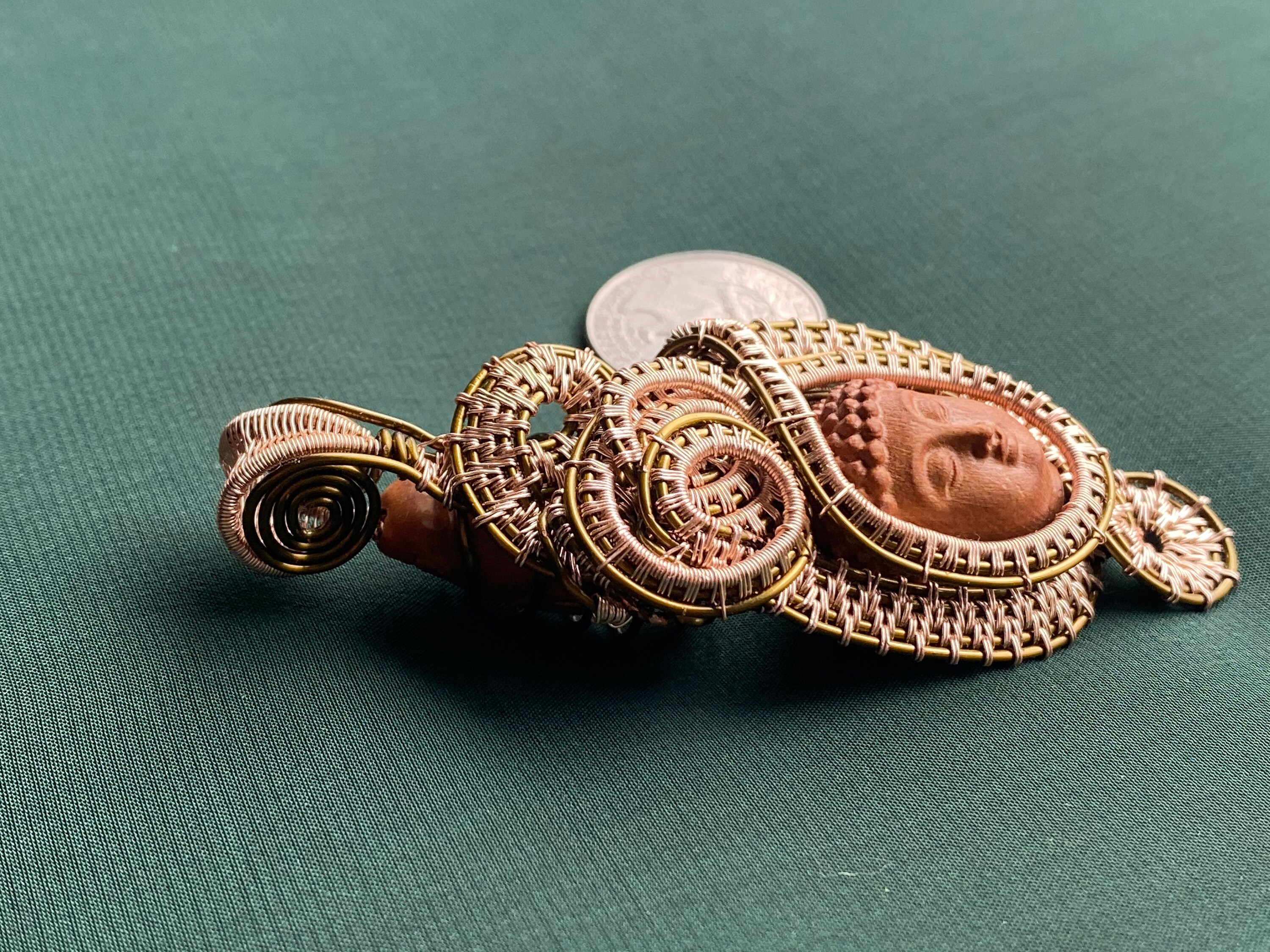 Rosewood Kuan Yin Bead / Carved Hedaio Nut Buddha Body Bead / Rose Gold ...