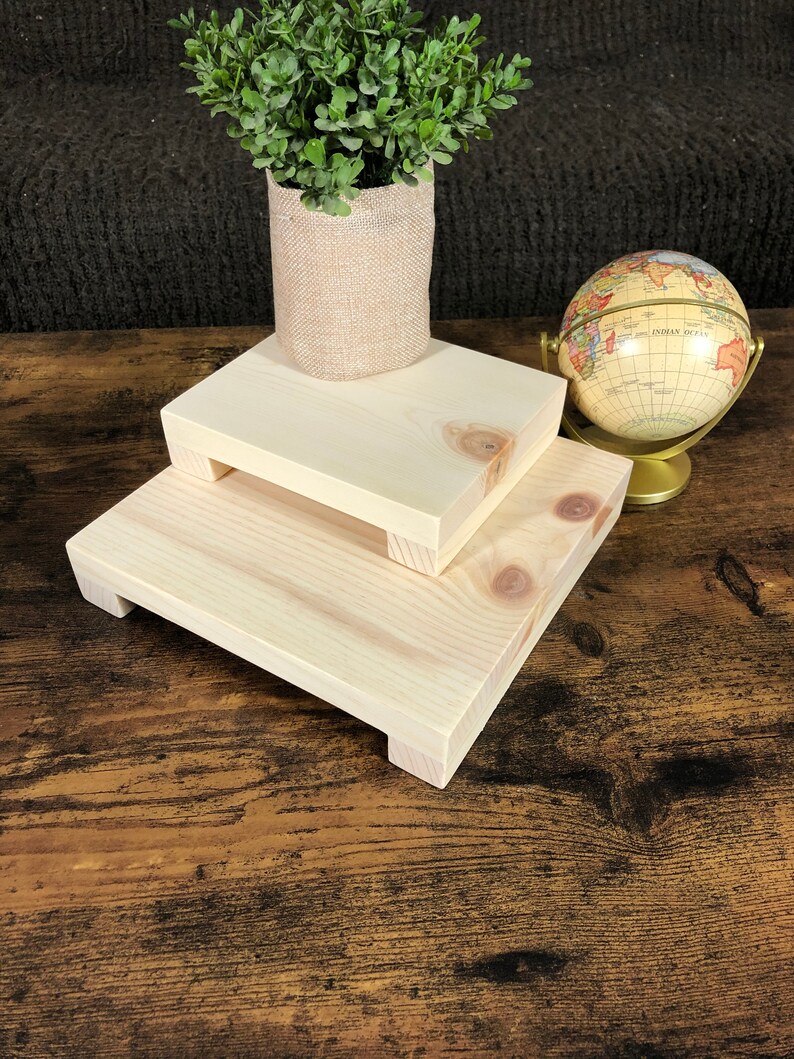 Unfinished Wooden Pine Pedestal Riser Stand Wooden Riser | Etsy