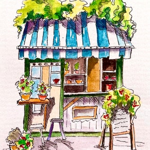 Flower Shop Water Color Painting - Etsy