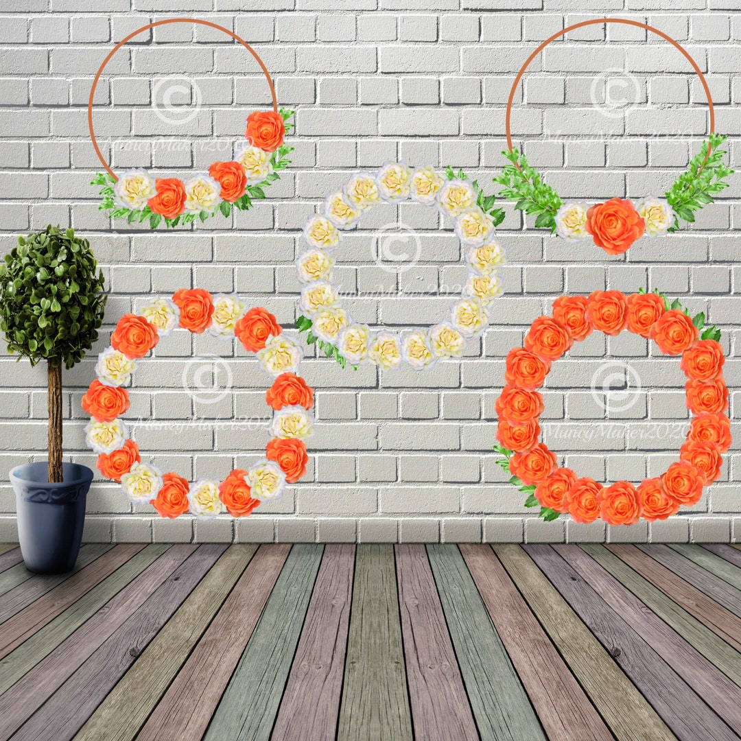 5 Wreath Bundlepnginstant Downloadorangewhiteroseshighresolution300 PPI ...