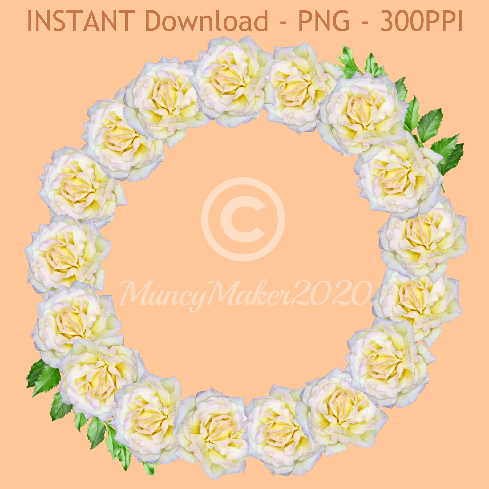 5 Wreath Bundlepnginstant Downloadorangewhiteroseshighresolution300 PPI ...