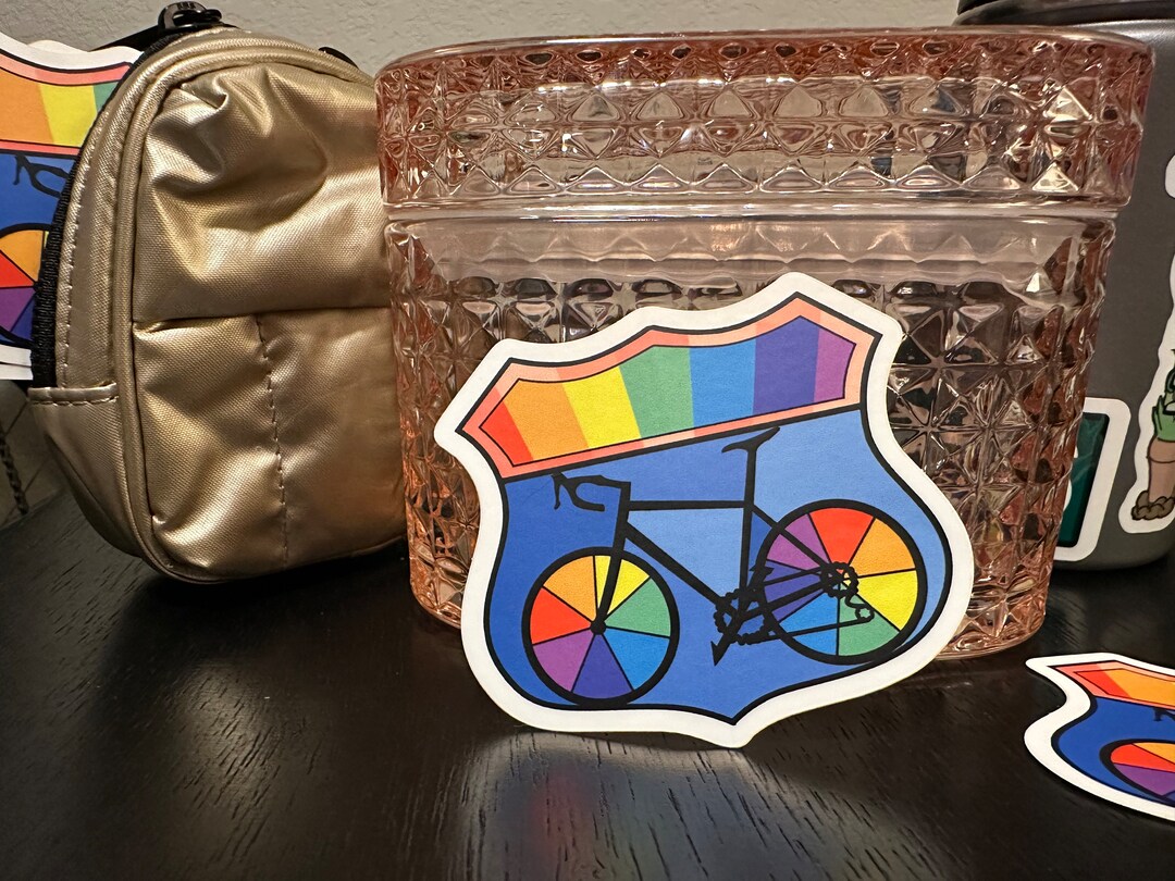 Pride Month Bicycle Sticker, Rainbow Colored Sticker, Highway Sign ...