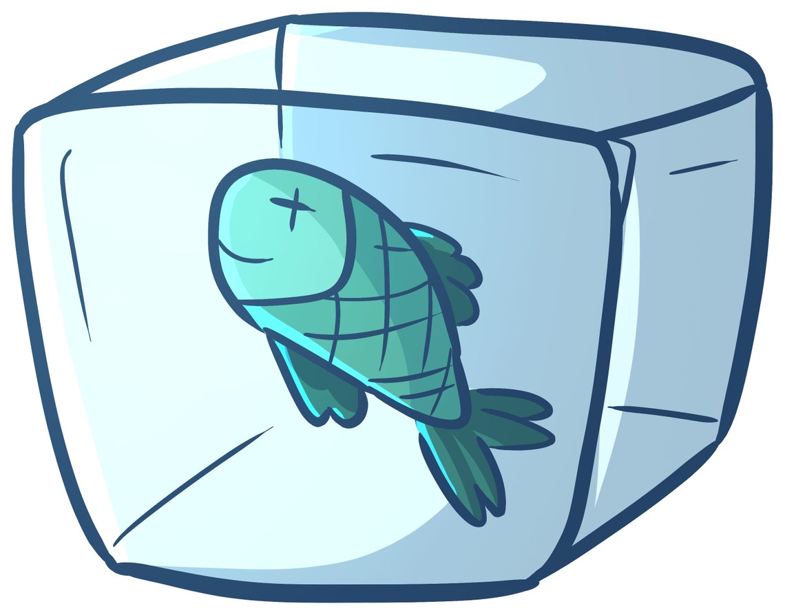 Fish in Ice Block Die Cut Sticker Penguins Sticker Buy 1 | Etsy