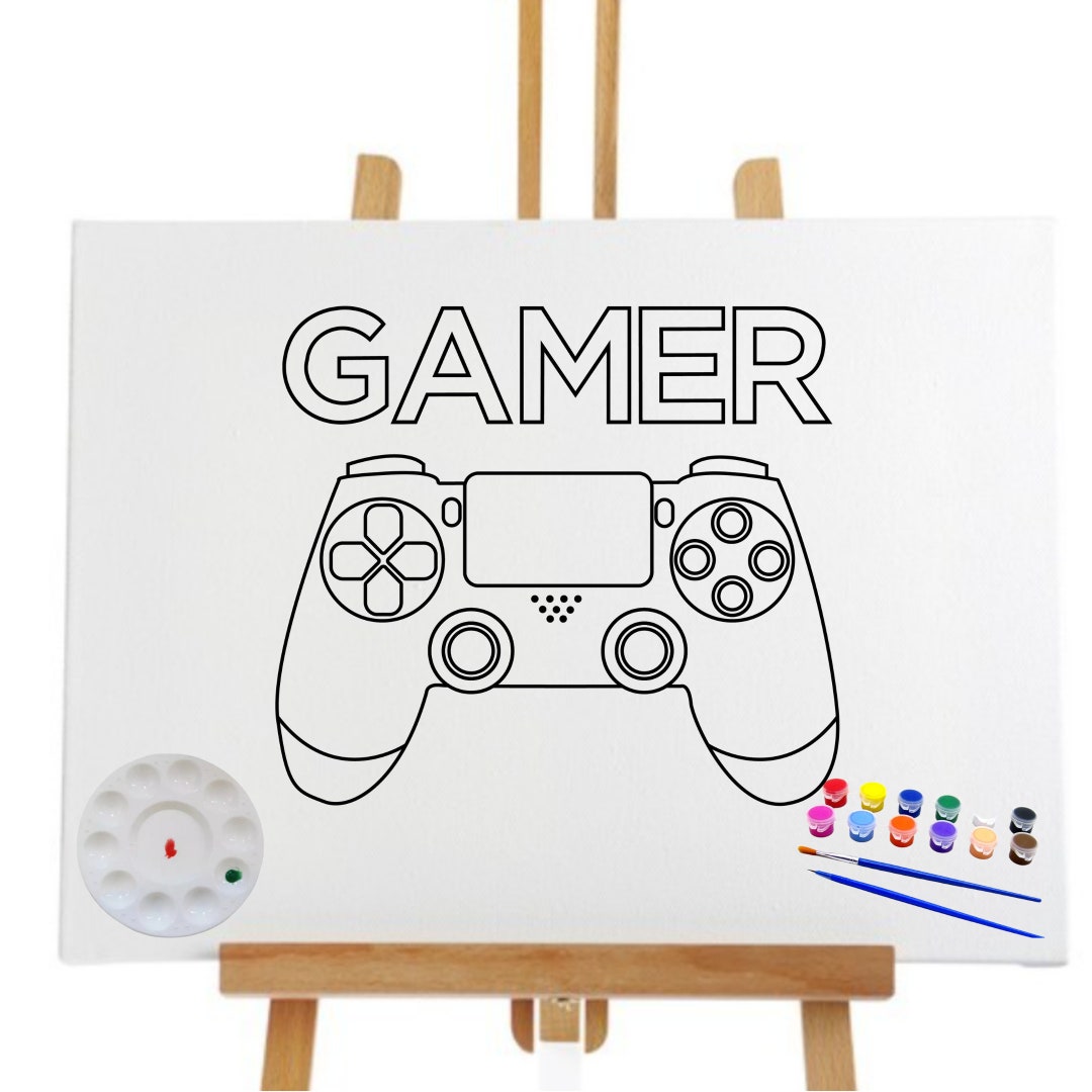 Pre Drawn Canvas Gamer/teen / Adult Painting/ DIY Canvas/ Party Night ...