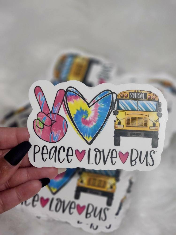 Peace Love Bus Waterproof Sticker Best Bus Driver Bus - Etsy