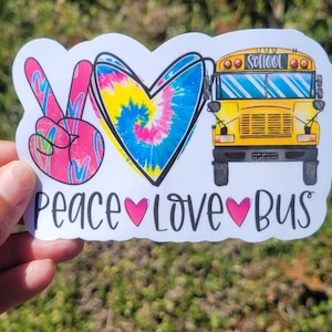 Peace Love Bus Waterproof Sticker Best Bus Driver Bus Driver ...